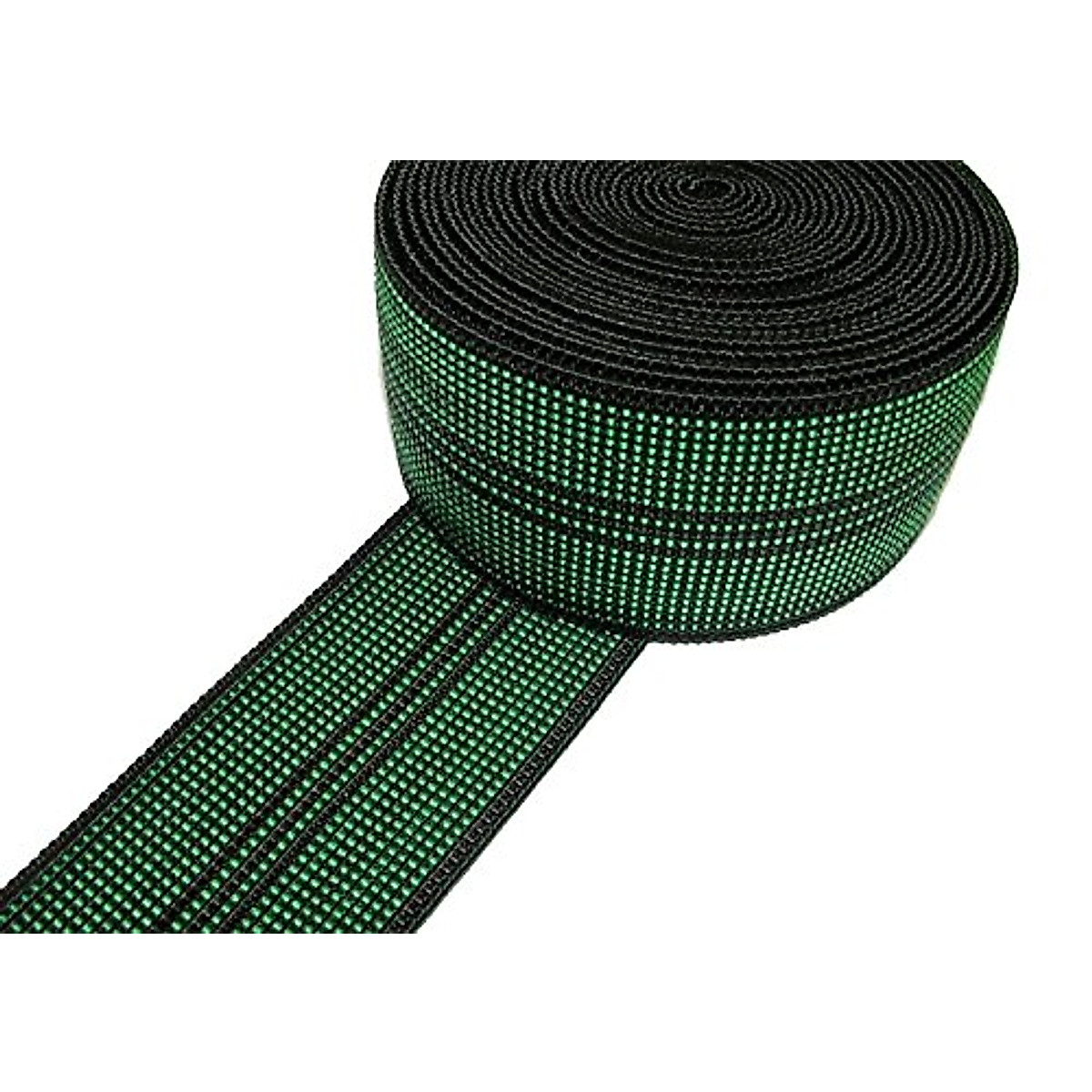 3" Elastic Webbing Sofa/Couch/Chair Upholstery [Black/Green] - 330' Roll