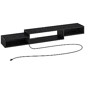 Rolanstar TV Stand with Power Outlet, 71" Floating TV Stand, Wall Mounted Media Console for 43/50 / 55/60 inches TV, Entertainment Storage Shelf for Living Room, Black