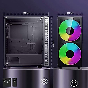 HDYD ATX Case,Mid-Tower PC Gaming Case ATX/M-ATX/ITX - Front I/O USB 3.0 Port - Tempered Glass Side Panel - 6 Fan Position - Support 200mm Fan Installation