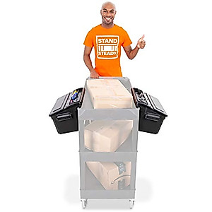 Tubstr Storage Bins for Utility Carts | 2 Attachable Plastic Tubs w/Removable Lids | 3 Gallon Bins Fit Most Utility Tub Carts | Easy Removable Storage for Tools & Supplies (Black /2-Pack/Bins Only)