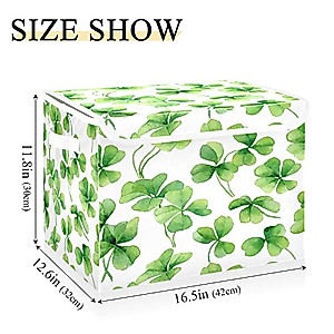 Kigai Storage Basket Clover Leaves Storage Boxes with Lids and Handle, Large Storage Cube Bin Collapsible for Shelves Closet Bedroom Living Room, 16.5x12.6x11.8 In