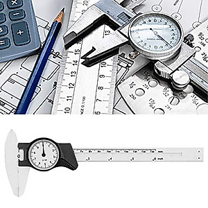 Plastic Dial Vernier Caliper Plastic 0-150mm High Precision 0.1mm Clear Number Wear Resistance, Durable In Use Clear Number for Measuring(White)