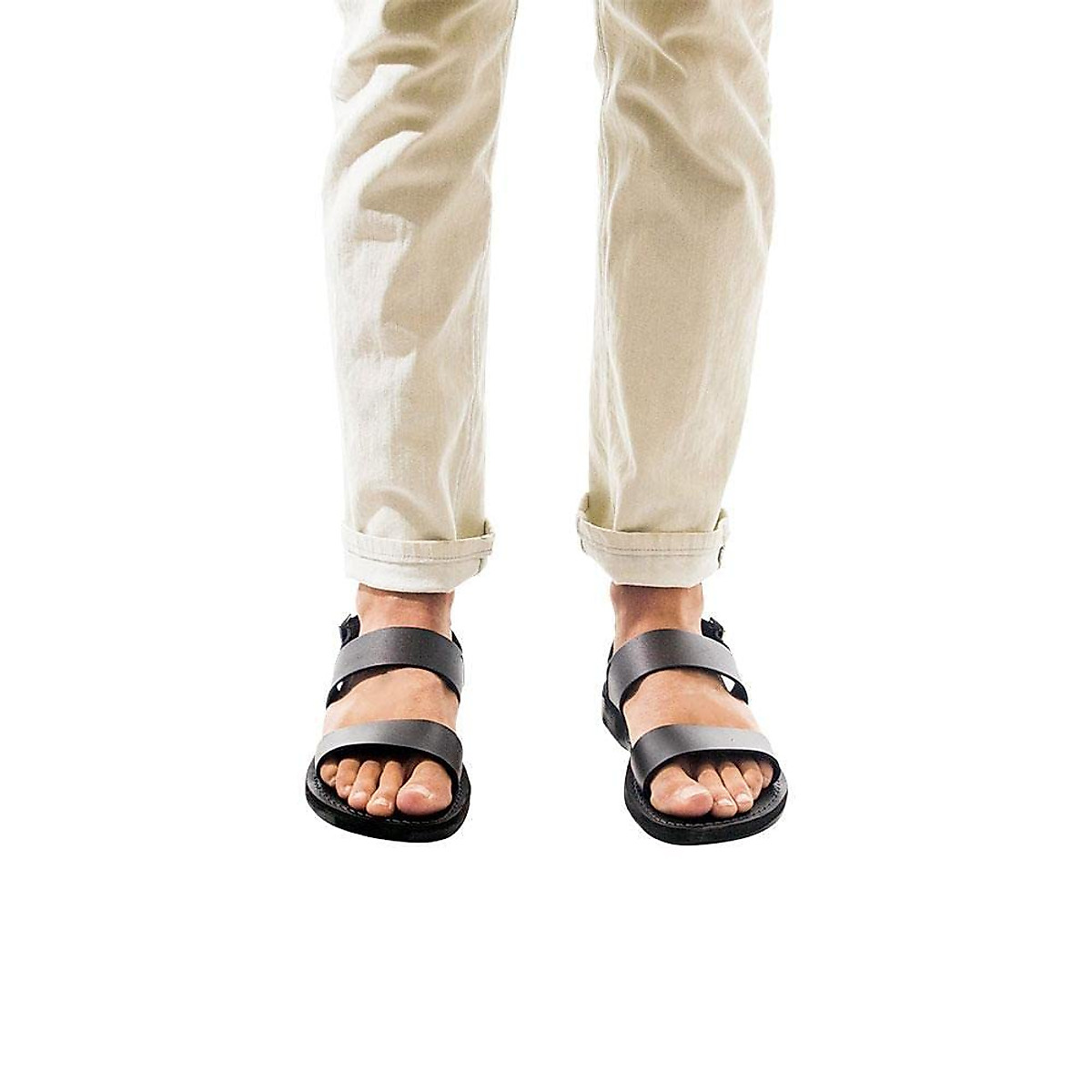 Golan - Leather Two Strap Sandal - Mens Sandals Black