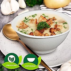 PAMI 100% Biodegradable Sugarcane Bowls [Pack of 50] 6 oz. Natural Compostable Soup Bowls- Planet-Friendly Bagasse Bowls For Hot & Cold Uses- Heavy-Duty Disposable Microwavable Paper Serving Bowls