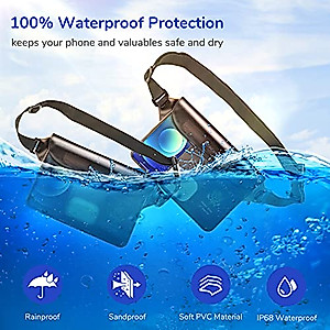 Syncwire IPX8 Waterproof Phone Pouch with Lanyard 2 Pack & IP68 Waterproof Fanny Bag with Adjustable Waist Strap 2 Pack for iPhone Samsung Galaxy and More, Beach Accessories, vacation must haves