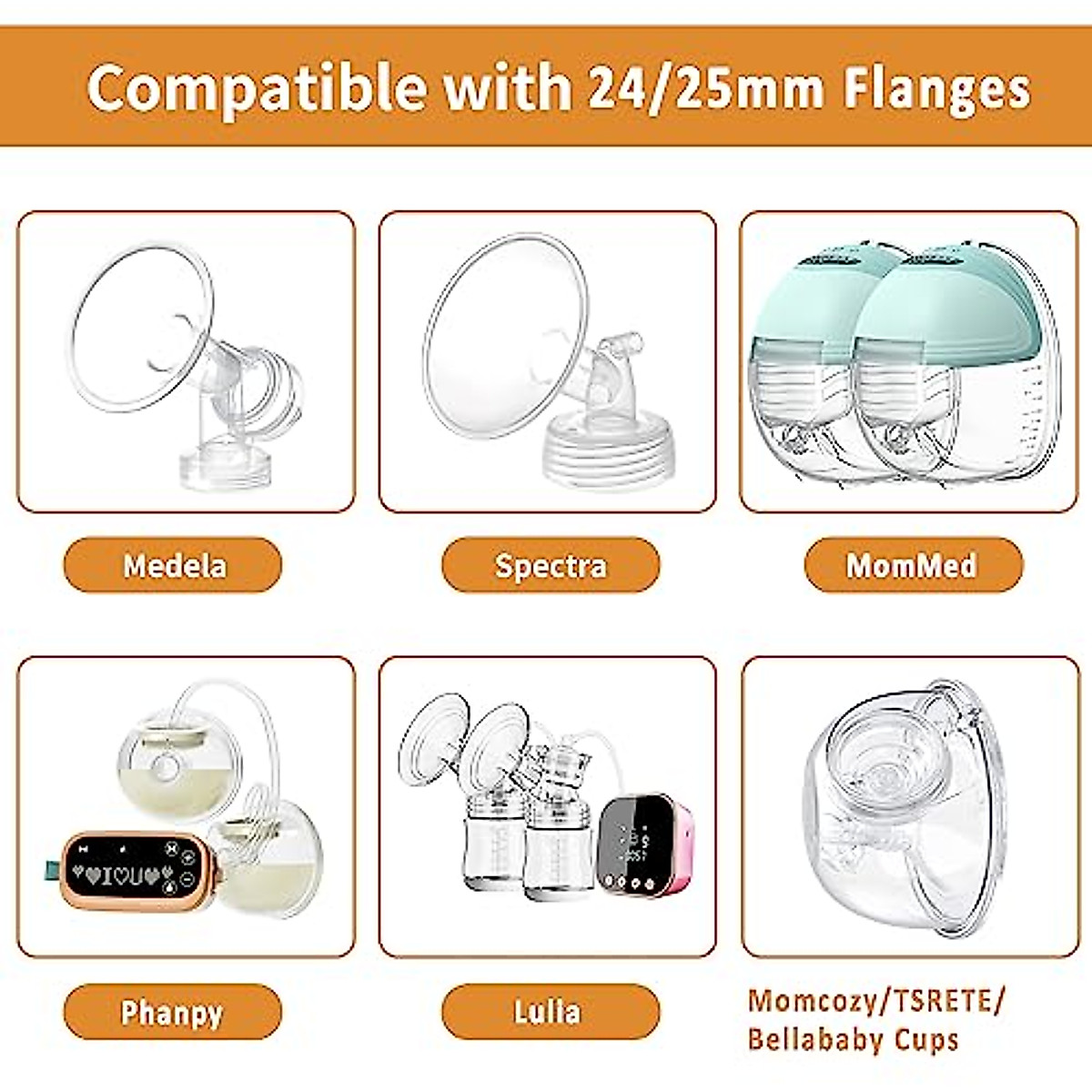 TOVVILD 4Pcs Flange Inserts 13mm 15mm - Breast Pump Parts Compatible with Medela,Spectra 24mm Shields/Flanges, Momcozy Wearable Cups, Reduce 24mm Tunnel Down to Correct Size