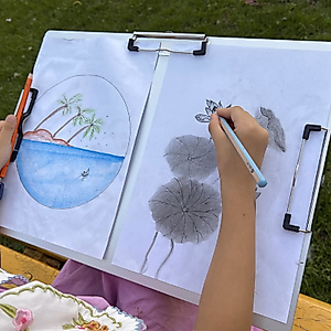 Three-Clip Landscape Clipboard,Metal Clip Board with Pen Holder,11x17 Inche Aluminum Clipboards,Classroom Must Haves Sketch Board,Drawing Clipboard for Artists