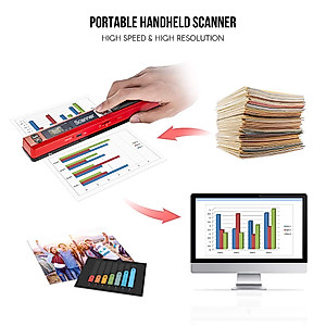 HUIOP Document Scanner,Portable Handheld Wand Wireless Scanner A4 Size 900DPI JPG/PDF Formate LCD Display with Protecting Bag and 8GB TF Card for Business Document Reciepts Books Images