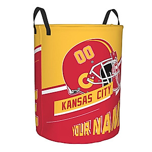 Kansas City Custom Name Freestanding Waterproof Laundry Basket, Water-Resistant, Easy To Store, Round Single-Layer Laundry Hamper