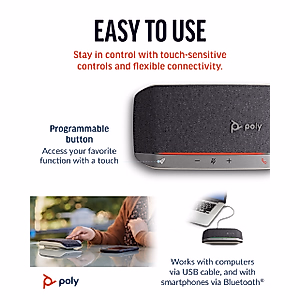Poly Sync 20 USB-A Personal Portable Smart Speakerphone (Plantronics) - Connect to Mobile via Bluetooth, PC/Mac via Included USB-A Cable - Noise/Echo Reduction - Works w/Teams, Zoom - Amazon Exclusive