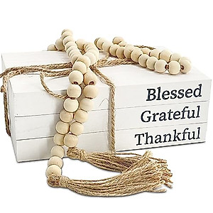 Decorative Books for Home Decor,Faux Books for Decoration,Rustic Farmhouse Decor,Farmhouse Shelf Decor,Decor Books for Coffee Table,Fake Books,with Wooden Bead String Tassel 58 in