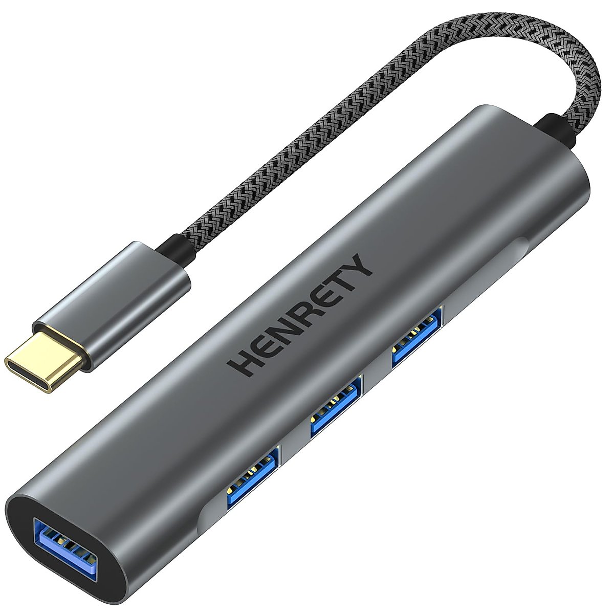 Henrety USB C Hub, 4-in-1 Ultra Slim Portable Data Hub USB Splitter USB 3.0 Expander for Laptop, PC, MacBook, Mac Pro, Mac Mini, iMac, Surface Pro, and More USB Devices