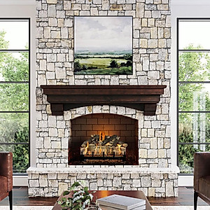 MANTELSDIRECT Mantels Direct Salem Wood Mantel Shelf with Corbels - Aged Cherry 60 Inch | Distressed Wooden Rustic Wall Mounted Shelf Perfect for Electric Fireplaces and More!