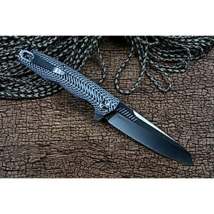 TwoSun TS16 G10 Handle Folding Knife D2 blade Flipper Fast Opening Pocket Survival with Clip, black&white