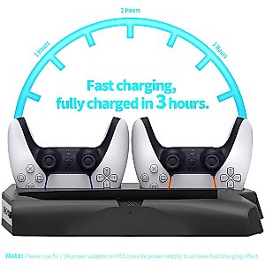 OSTENT Multi-Function Vertical Stand, Charging Station Dock, Cooling Fan, Retractable Game Storage Bracket for Sony PS5 Disc/Digital Edition Console DualSense Controller
