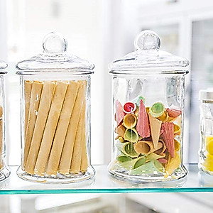 Maredash Glass Apothecary Jars,Bathroom Storage Organizer with lids - Glass canisters Jar Cotton Ball Holder Set of 8