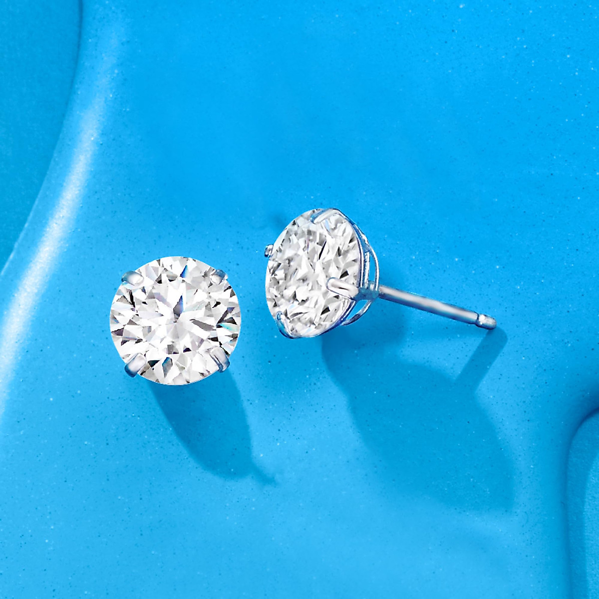 Ross-Simons Round CZ Stud Earrings in 14kt White Gold