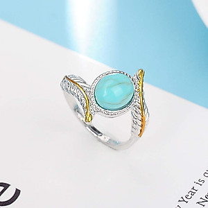 Rings for Women Luxury Creative Turquoise Feather Enamel Ring Women's Jewelrya Good Gift for a Girlfriend, Boyfriend, Family