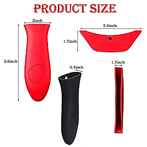 FEROTED 8 Pcs Pot Handle Covers, Silicone, Red+Black, 4xSilicone Hot Handle Holders, 4xSilicone Lid Covers