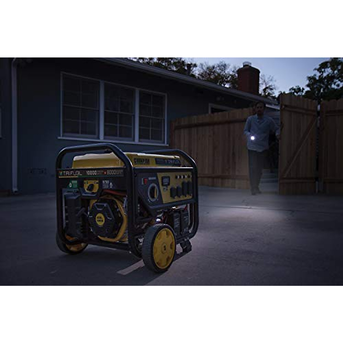 Champion Power Equipment 100416 10,000/8,000-Watt TRI Fuel Portable Natural Gas Generator, NG/LPG Hose Kits and CO Shield