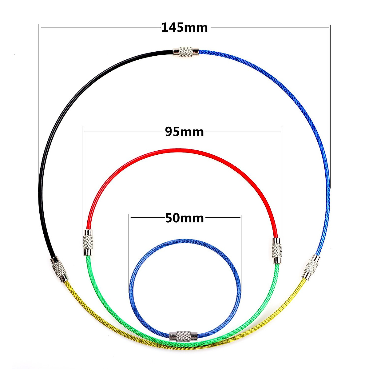 Keychain, 25 Pack of 6.3 Inches Stainless Steel Wire Ring 2mm Cable Loop Rings for Hanging Luggage Tag, Keyrings and ID Tag Keepers (Red)