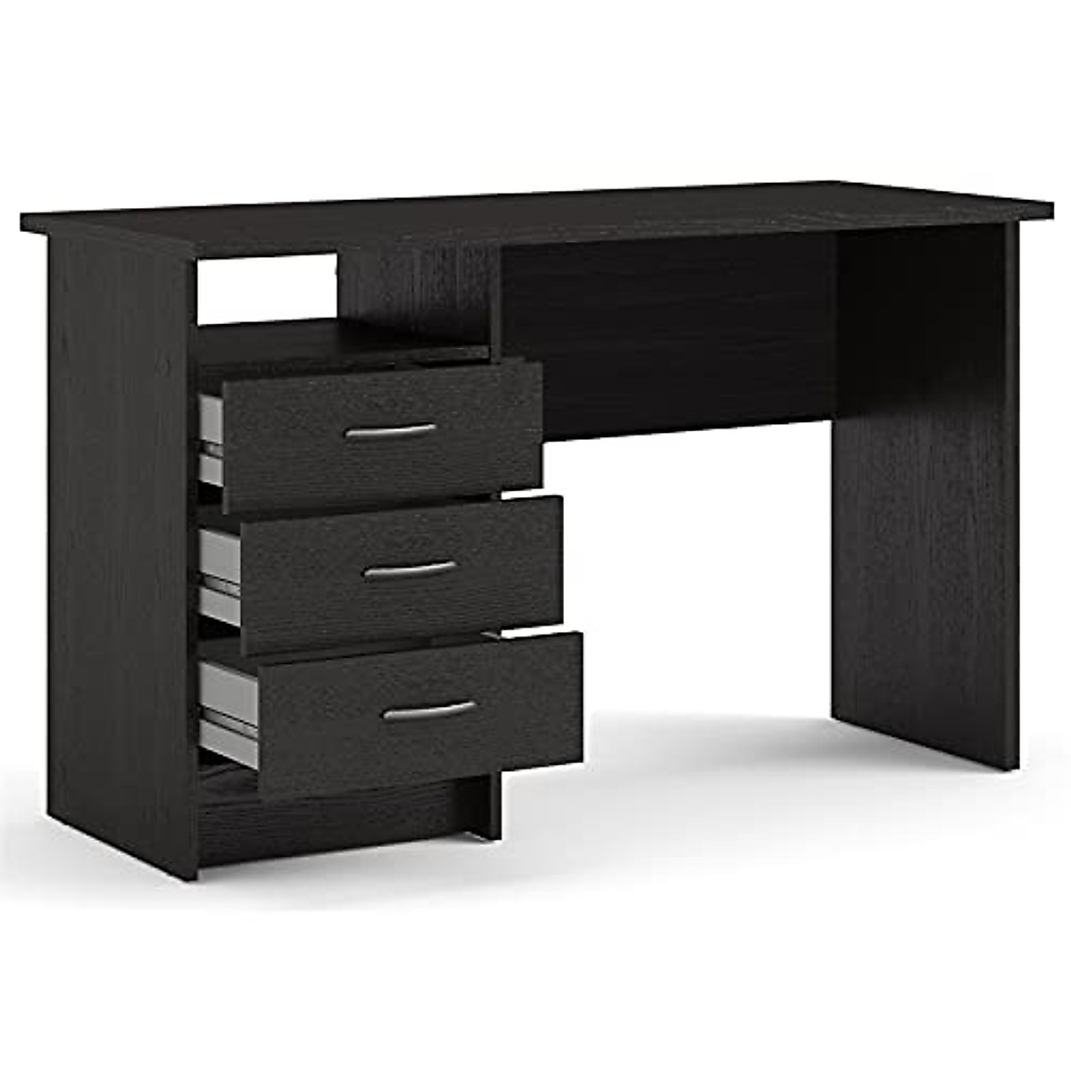 Pemberly Row Desk with 3 Drawers in Black Woodgrain