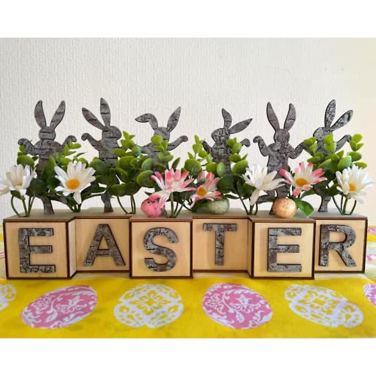 AXI Easter Centerpiece, Easter Decorations for The Home, Bunny Decor, Indoor Use Only, 15x8 Unique Handmade Centerpiece, Nice Spring Gift