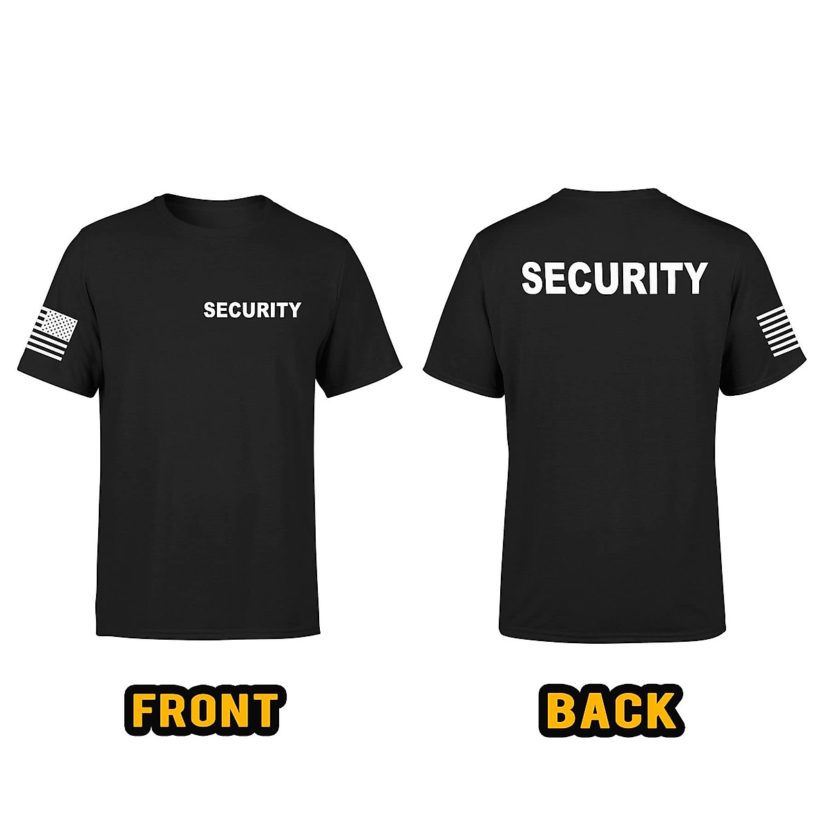 Security Guard Event Staff 2 - Two-Sided Event Staff Shirt Two-Sided American USA Flag On Arm Men Tees
