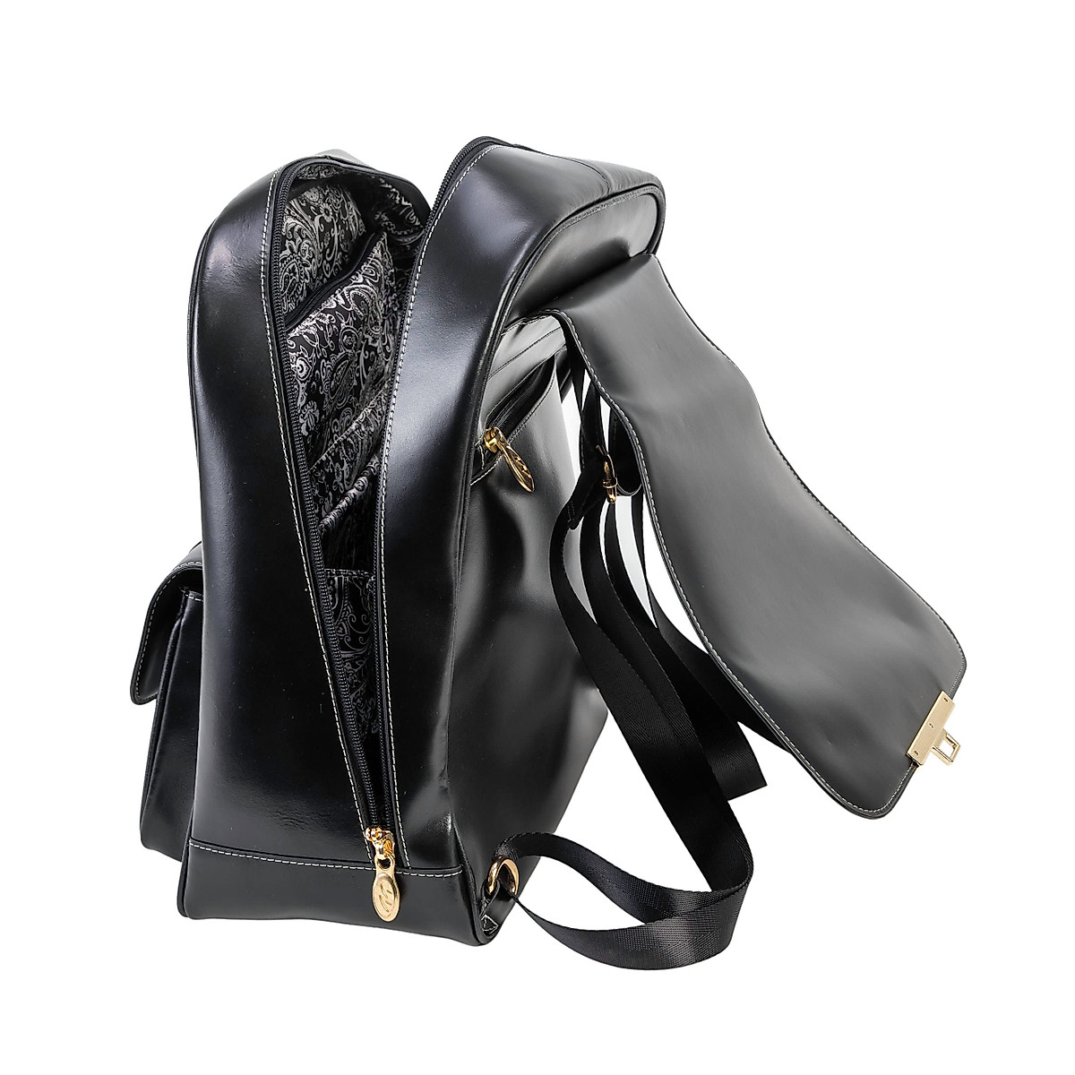 McKleinUSA Women's Leather Business Laptop Tablet Backpack, Black, Small