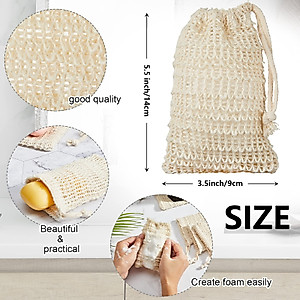 40 Pack Soap Exfoliating Bag Holder Set with 30 Pieces Mesh Sisal Soap Saver Bag Pouch and 10 Pieces Bamboo Wood Holder for Bath and Shower Use