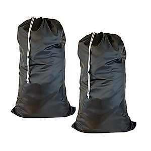 ( 2 Pack ) Multipurpose Extra Large Heavy Duty Nylon Laundry Storage Bag, size: 30" x 50", with Drawstring, Machine Washable, color: Black