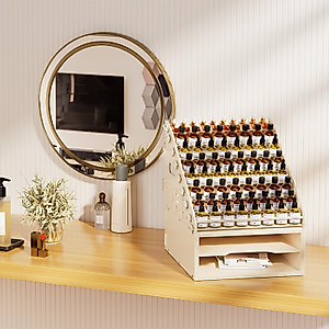 jxgzyy Wooden Paint Organizer Paint Rack with 2 Tier Open Shelves Paint Holder for 76 Paint Bottles 8 Paint Brush Craft Organizer and Storage for Art Tools Ink Bottles Miniature Paint