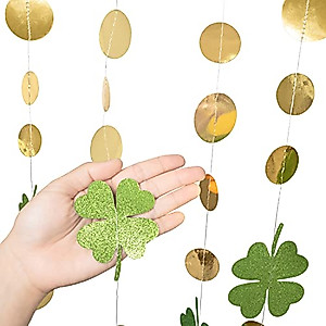 Green Gold Tinsel Foil Fringe Curtain Backdrop Shamrock Clover Garland Kit for St Patrick’s Day Decorations Irish Party Decoration Spring Wedding Engagement Birthday Party Supplies