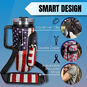 BUTSYCOL Water Bottle Bag with Strap, Stanley 40 oz Tumbler with Handle Accessories, Stanley Holder with Strap and Pouch Sleeve for Gym, Stanley Cup Accessories 40 oz (Pink)