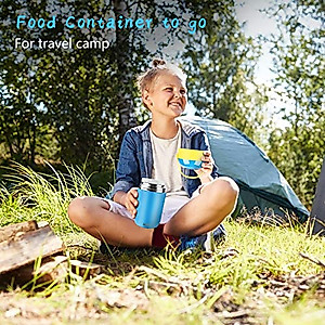 Jelife Thermos for Hot Food Container - 16oz Lunch Soup Thermos Insulated Food Jar, Bento Lunch Box Stainless Steel Food Funtainer with Spoon for Back to School Camping Vacuum Leak-Proof, Blue