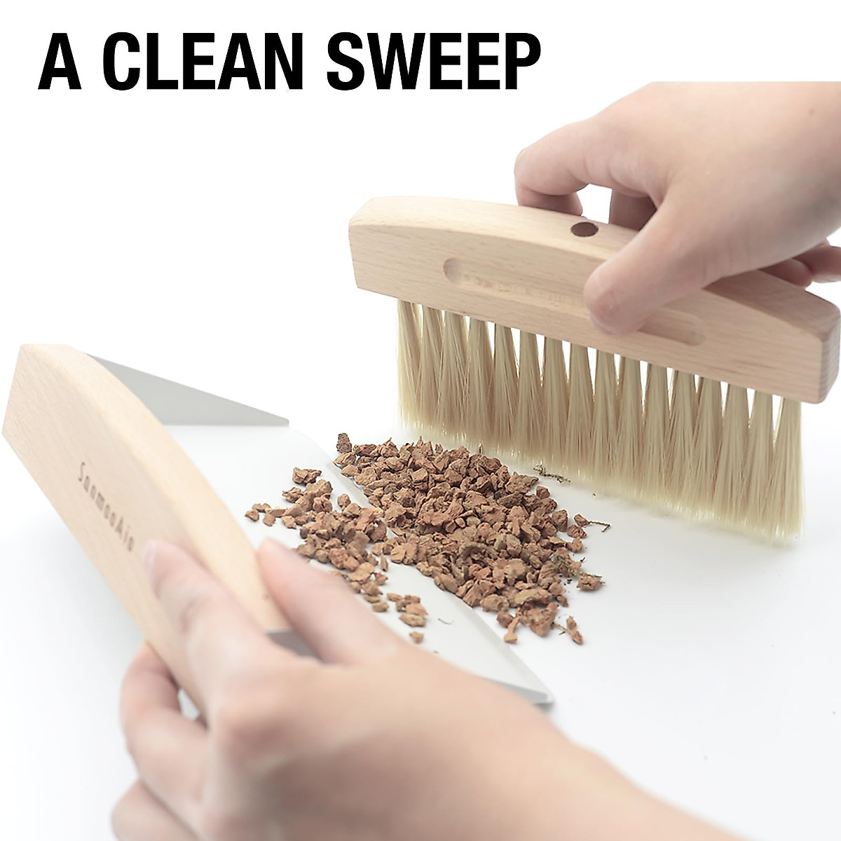 SanmooAio Mini Broom and Dustpan Set,Dust Pan and Brush Set,Small Broom for Cars,Tables,countertop,pet Cages