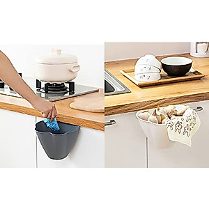 SERENITA 3 Pack Over the Cabinet Door Mount Organizer Baskets. Kitchen Pantry Hanging Holder Storage Organizer. Trash Can Bin (Pink)