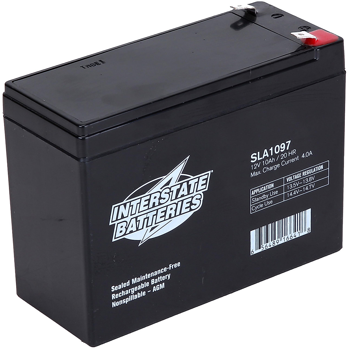 Interstate Batteries 12V 10Ah Battery (F2 Terminal) SLA AGM VRLA Rechargeable Replacement for General Purpose, Universal Power, Home & Office Devices (SLA1097)