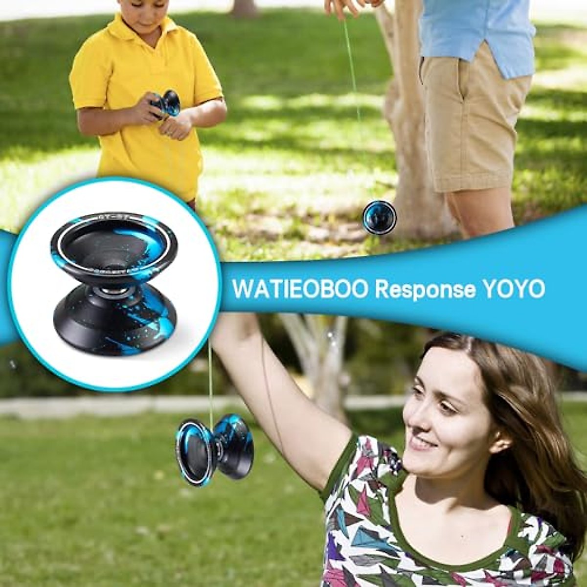 WATIEOBOO Yoyo Professional,Metal Responsive Yoyo for Kids Beginners, Unresponsive Yoyo for Adults Intermediate-Advanced Players with Glove and 10 Replacement Yoyos Strings-Model WA-01