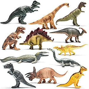 PREXTEX Dinosaur Toy and Memory Card Set | 12 Realistic 10" Kid Toy Dinosaurs with 24 Cards | Montessori Toddler Learning Toys | Kindergarten Learning Games | Dinosaur Toys for Kids Age 2 3 4 5 6 7 8