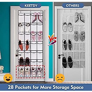 KEETDY 28 Large Clear Over The Door Shoe Rack and 5-Shelf Over the Door Organizer Hanging Door Storage for Closet