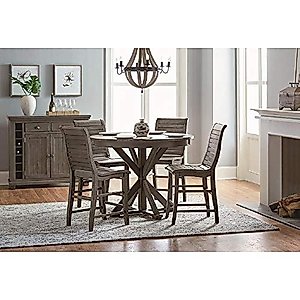 Progressive Furniture Willow Round Counter Table, Distressed Dark Gray