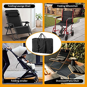 3Pcs Large Chair Storage Bags - Folding Chair / Zero Gravity / Heavy Duty Folding Chair Bag - Lounge Chair Wheelchair Carrying Bag for Camping Travel Outdoor