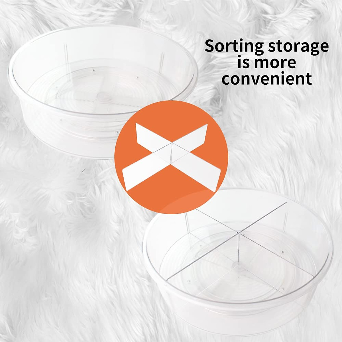 FRITILLARIA 2 Pack Lazy Susan Organizer Turntable Spice Rack 10'' and 12'' Rotating Plastic Spinner Storage Organizer Bin for Cabinets,Kitchen,Fridge,Countertop,Makeup,Bathroom