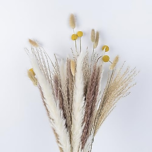Luxclub Dried Pampas Grass Decor, 100 PCS 17 Inch Pampas Grass, Fluffy Bunny Tails Dried Flowers, Reed Grass Bouquet, Natural White Pompas for Wedding, Floor Vase Boho Flowers Home Decor Decorations