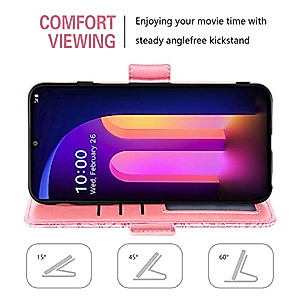 Compatible with LG V60 ThinQ V60ThinQ 5G G9 Thin Q Wallet Case and Tempered Glass Screen Protector Card Holder Stand Magnetic Leather Flip Phone Cover for LGV60 V 60 60ThinQ 60V Women Men Rose Gold