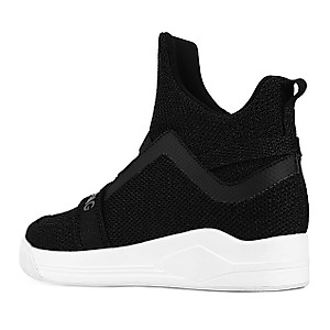 Mens Black High Top Sneakers Fashion Breathable Walking Shoes Stylish Basketball Shoes for Men Size 8