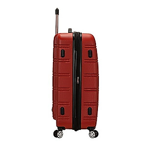 Rockland Melbourne Hardside Expandable Luggage with Spinner Wheels, RED, Checked Large 28"