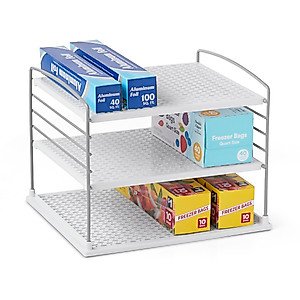 YouCopia UpSpace Cabinet Box Organizer, Adjustable Kitchen and Pantry Shelf for Plastic Wrap and Foil Storage, Medium