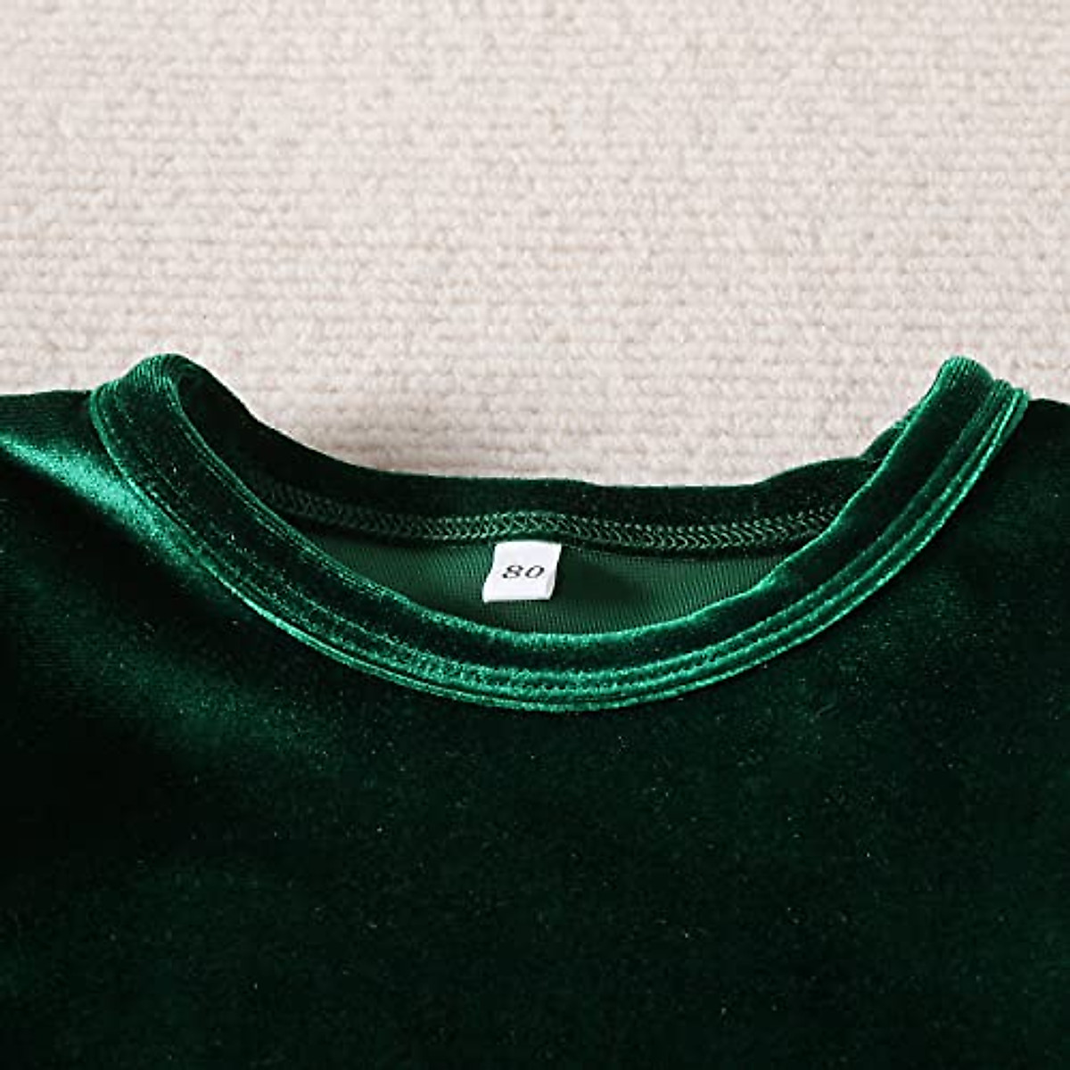Toddler Baby Girls Vintage Ruffle Velvet Dress Fall Winter Kids Solid Long Sleeve Casual Princess A-Line Dress for Christmas Wedding Evening Gown Holiday Outfit Dark Green 4-5 Years